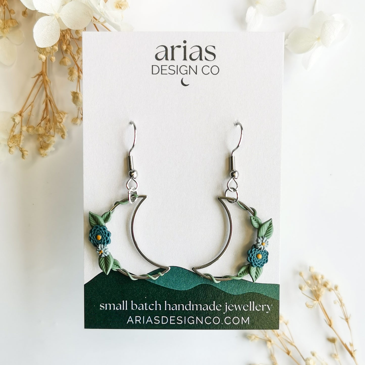 Ivy Moon Earrings | Polymer Clay Earrings | Handmade in NZ – Arias ...