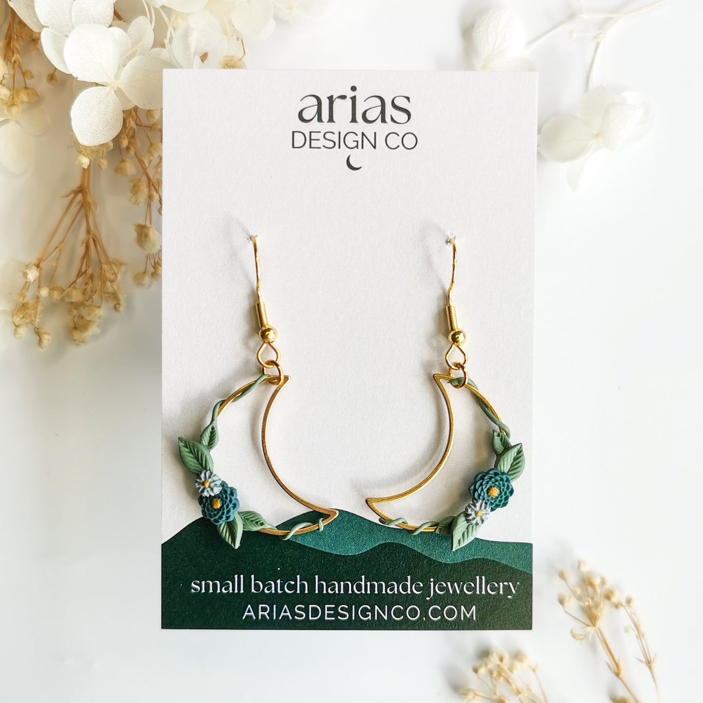 Ivy Moon Earrings | Polymer Clay Earrings | Handmade in NZ – Arias ...