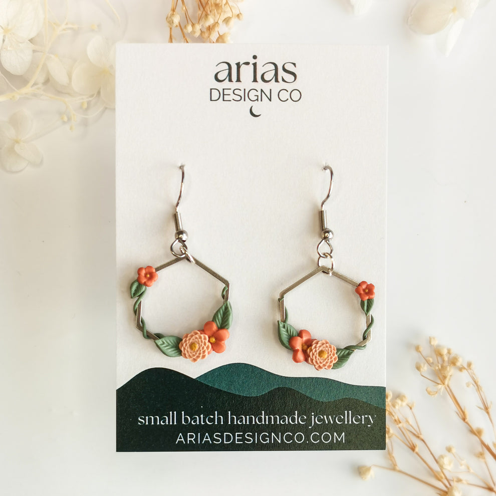 Ivy Hexagon Earrings | Polymer Clay Earrings | Handmade in NZ – Arias ...